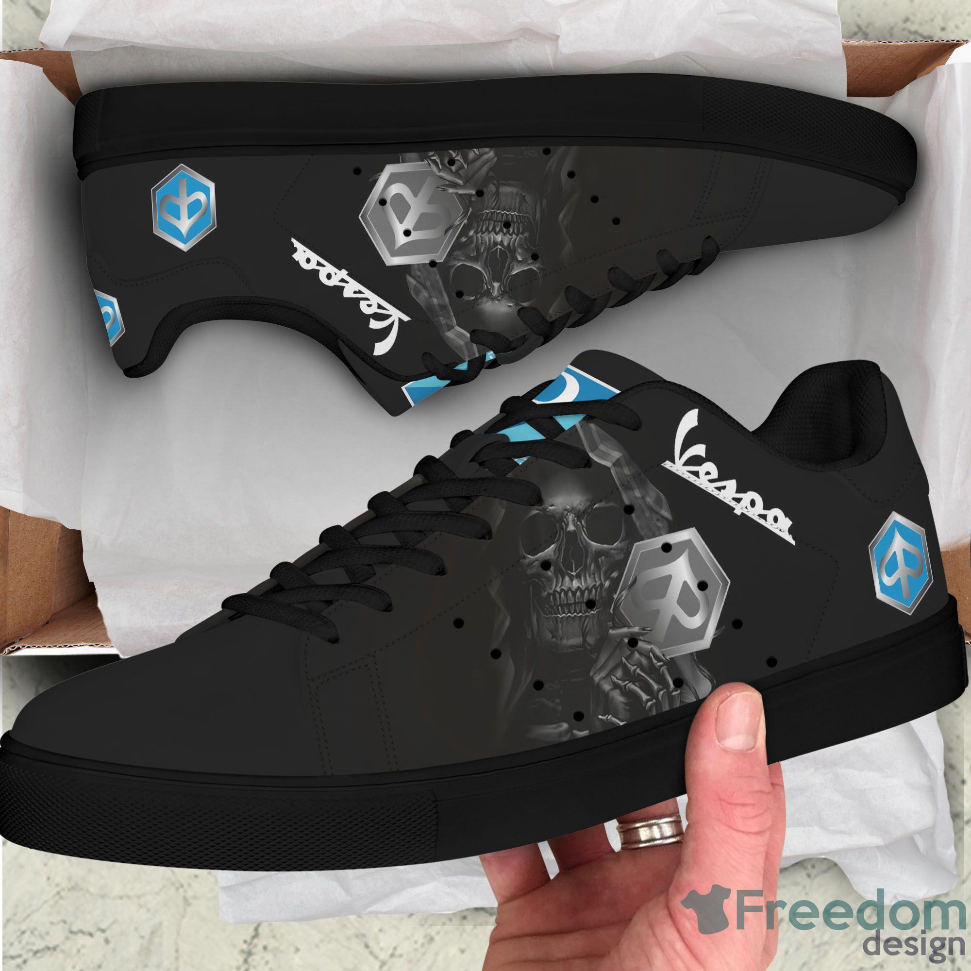 Piaggio Vespa Cool Black Stan Smith Low Top Skate Shoes - Freedomdesign