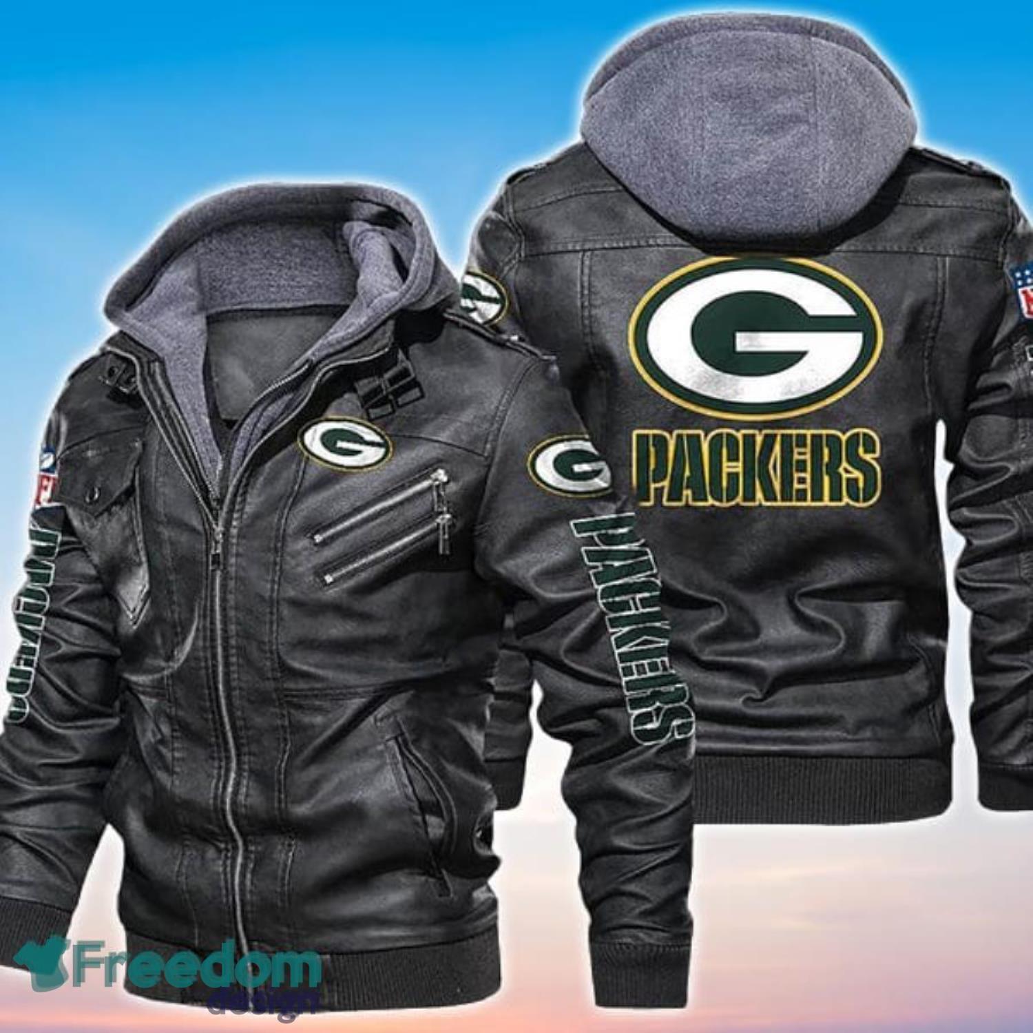 Logo Print Green Bay Packers NFL Leather Jacket - Freedomdesign